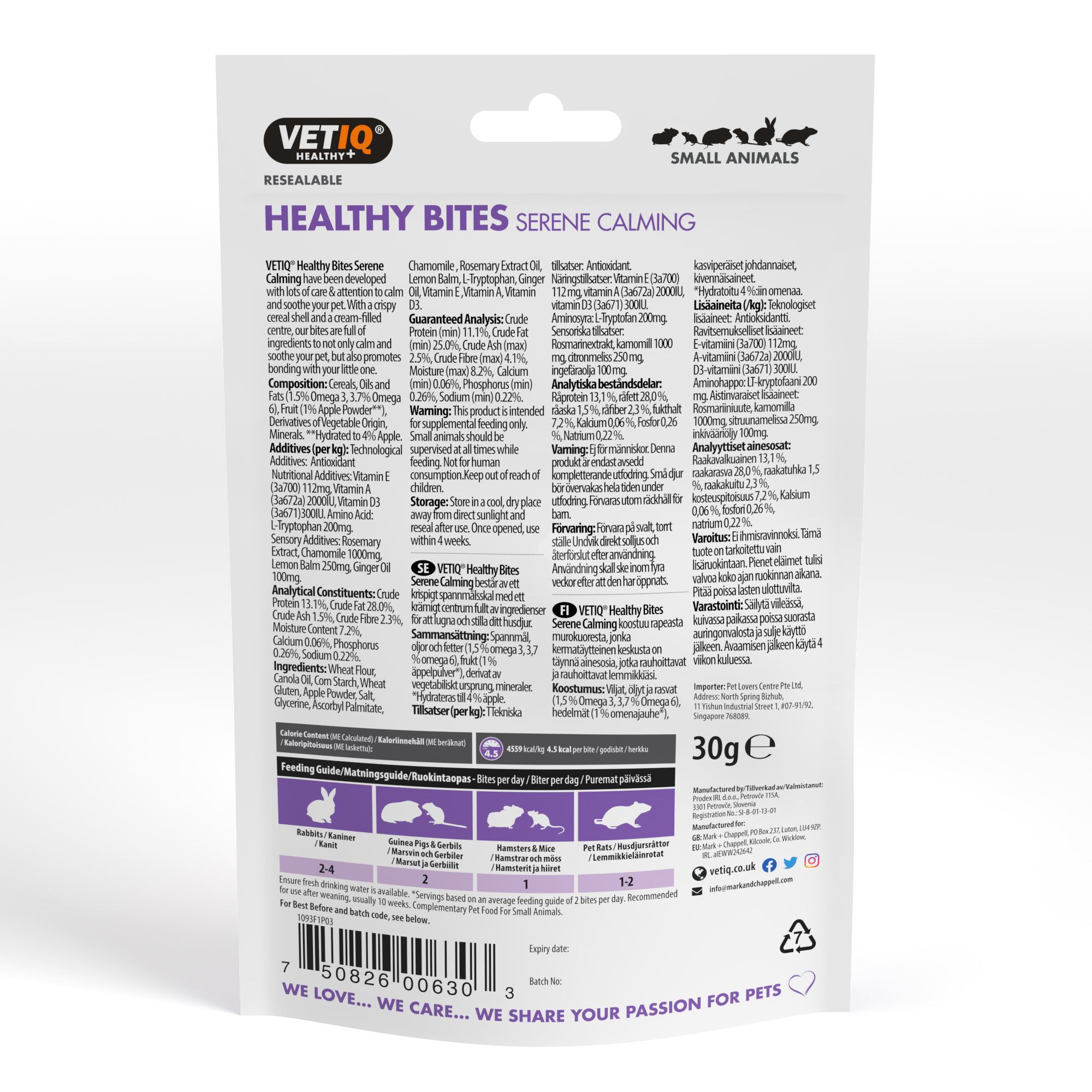 Healthy Bites For Small Animals Variety Pack, 4 x 30G - VETIQ Healthy+